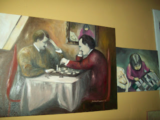 TELAS A ÓLEO: Hitler and Lenin playing chess