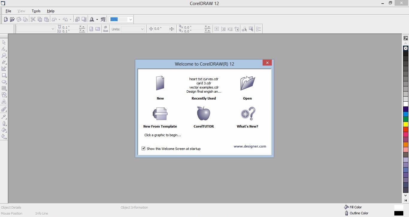 Welcome to CorelDraw start-up window and its parameters.