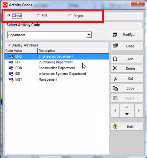 Primavera P6 Tutorial : Chapter 2.9 : Activity Codes