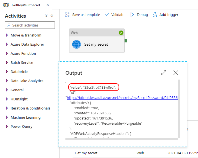 Microsoft Bi Tools Adf Snack Hide Activity Input And Output From Log