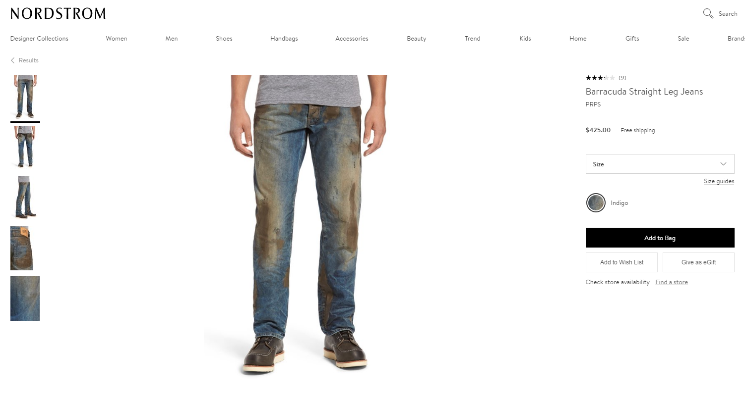 Super Punch: $425 jeans with fake mud stains at Nordstrom