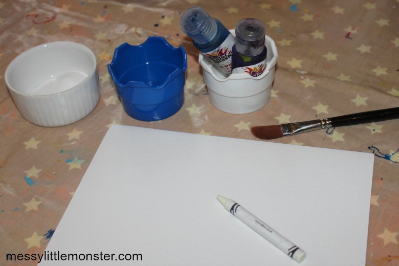 Wax Crayon Resist Snowflake Art - Messy Little Monster