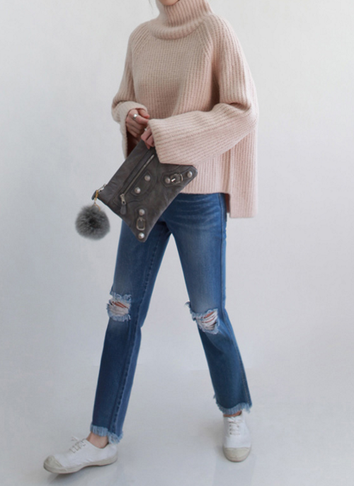 [Miamasvin] Ripped Knee Straight-Cut Jeans | KSTYLICK - Latest Korean ...