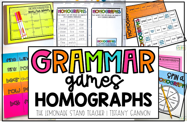 Homographs Grammar Activities and Games | The Lemonade Stand