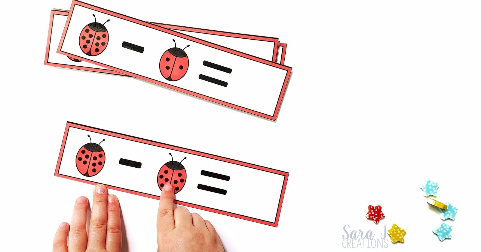 Ladybug Subtraction Write and Wipe Cards | Sara J Creations
