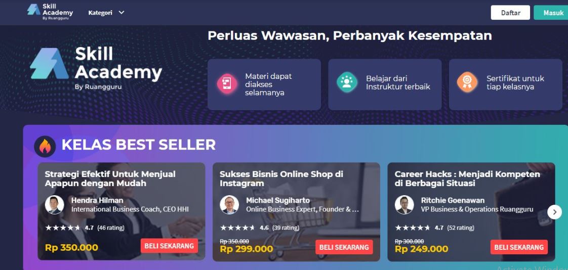 Skill Academy: Kursus Online Termurah, Bayar Sekali untuk Akses Selamanya - ratutips