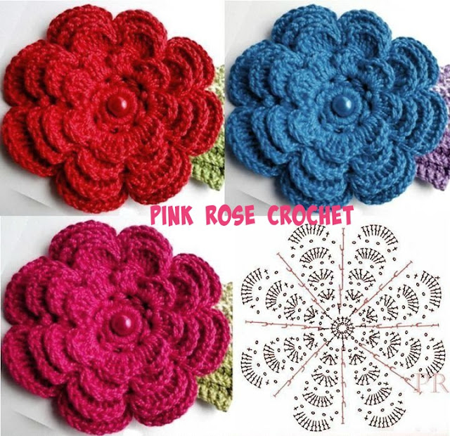 Pink Rose Crochet: Flor Pink Flower
