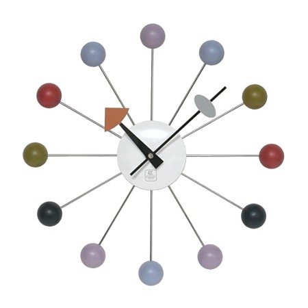 Curious Clocks: BALLS IN THE AIR - metal clock face with wooden balls