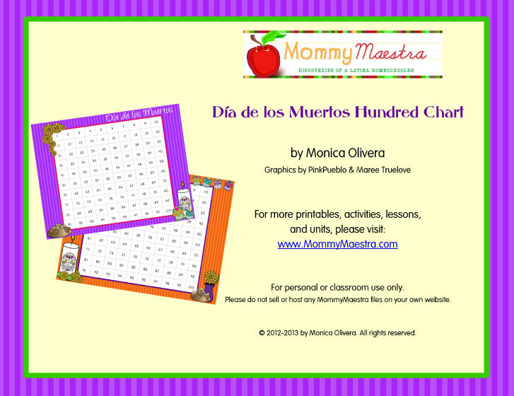 Mommy Maestra: Día de los Muertos Hundred Chart {PRINTABLE}