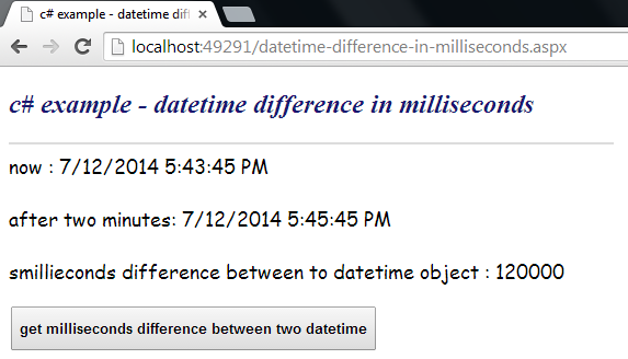 C How To Get Two Datetime Objects Difference In Milliseconds