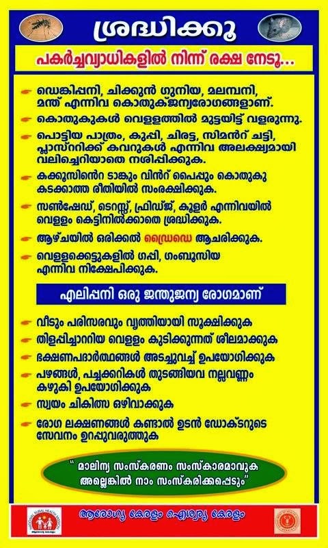 COMMUNICABLE DISEASE POSTERS | Arogyajalakam