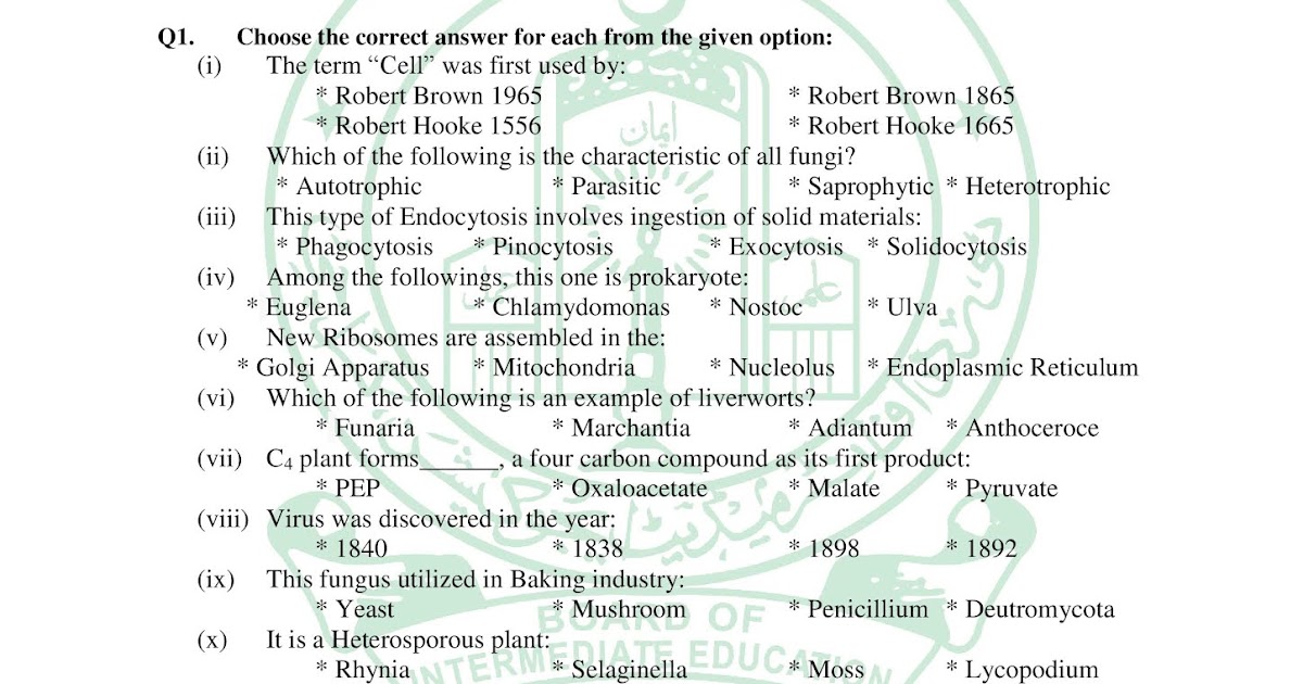 XI BOTANY MODEL PAPER 2021