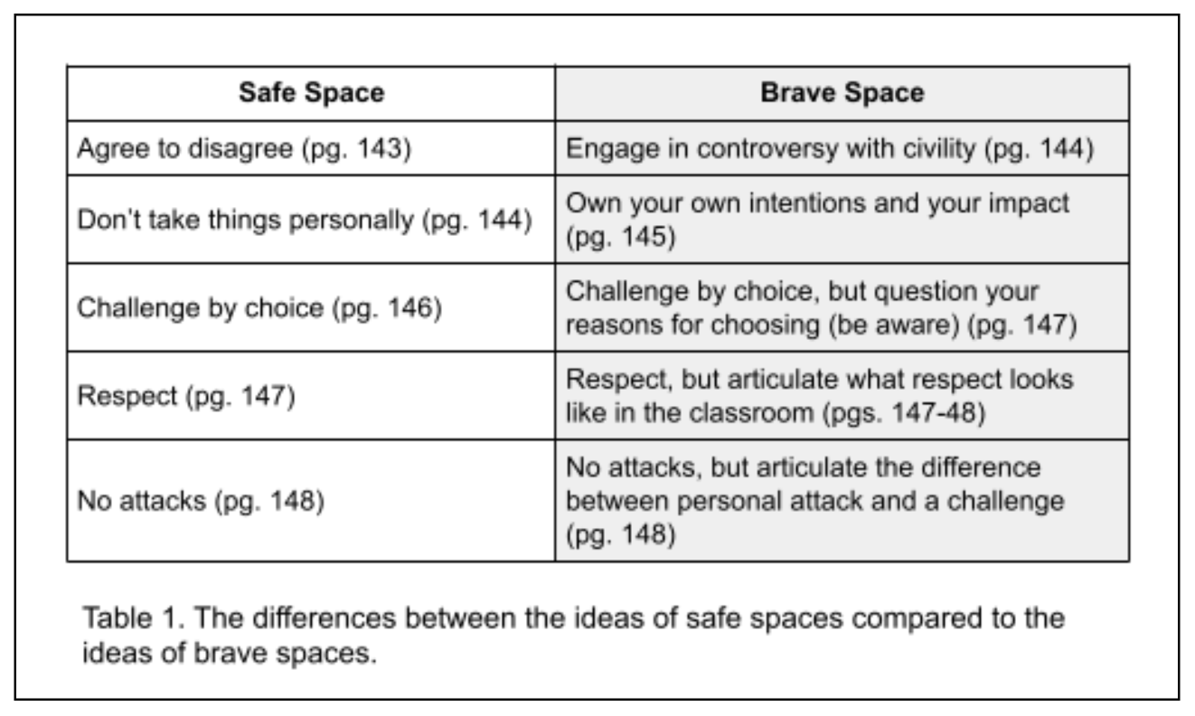 Blogbook -- Brave Classrooms Ain't Safe Classrooms