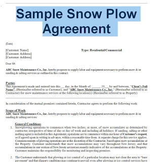 Sample Snow Plowing Contracts - Collage Template