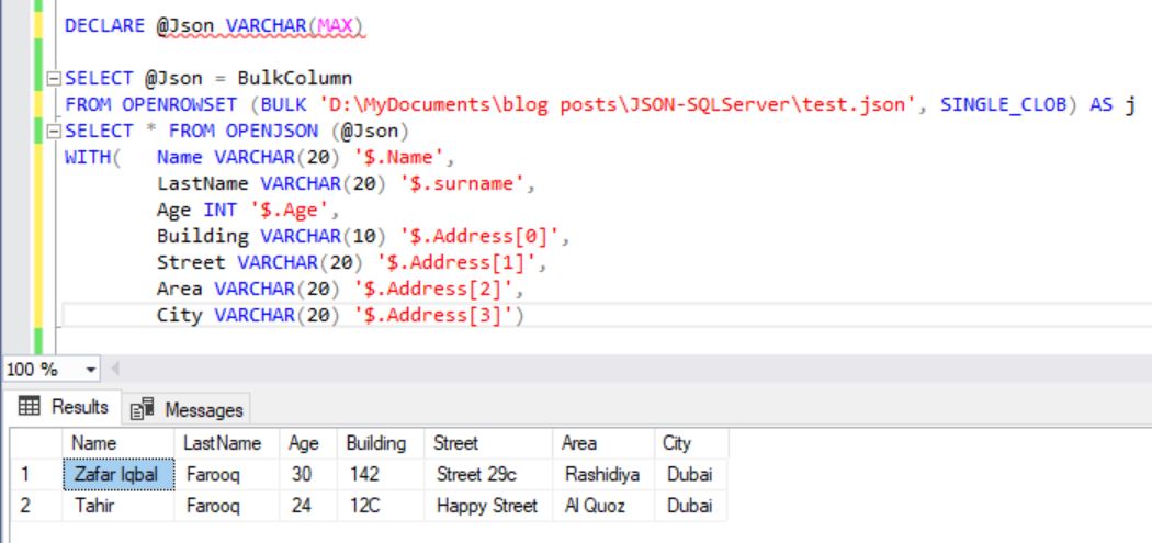 SQLBank: Json in SQL Server - Load and convert Json data