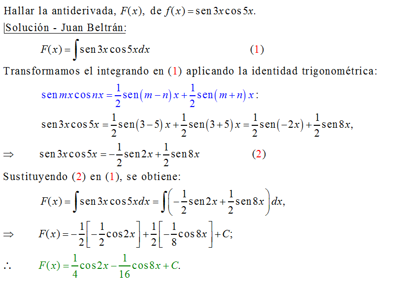 Cálculo21: Integral indefinida. Producto de funciones trigonométricas