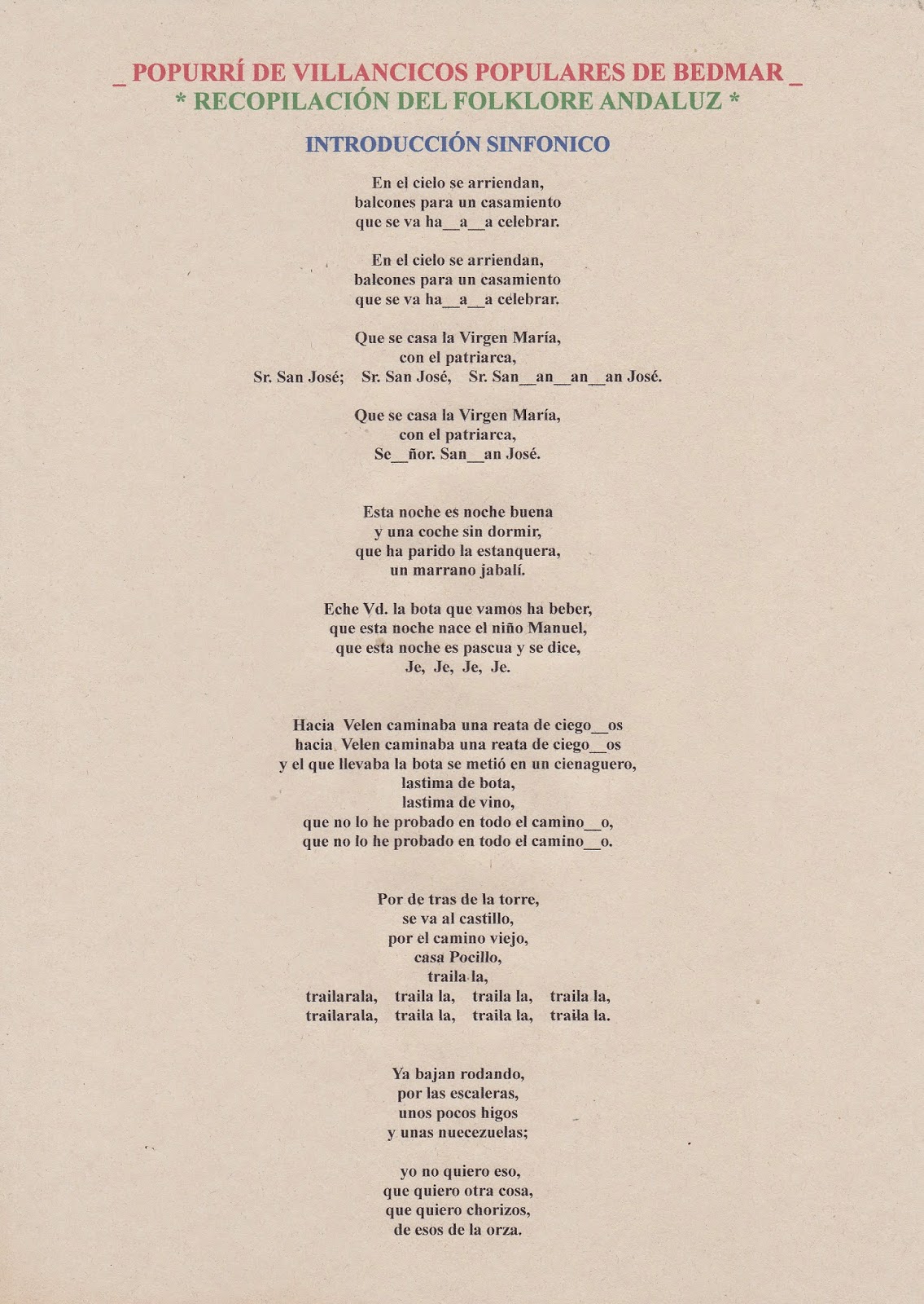 PACO VARGAS SAXOFONISTA: POPURRÍ DE VILLANCICOS POPULARES DE BEDMAR