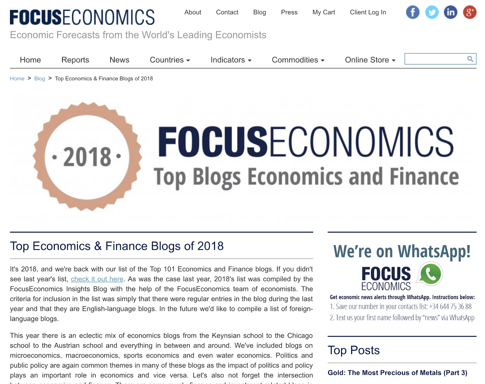 True Economics: 27/2/18: FocusEconomics Top Blogs in Economics and ...