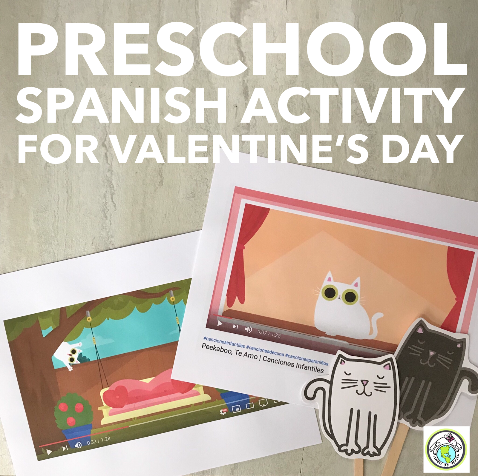 Preschool Spanish Activity for Valentine's Day Using the Song 'Peekaboo ...