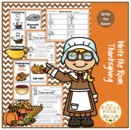 Thanksgiving - Write the Room ~ Preschool Printables