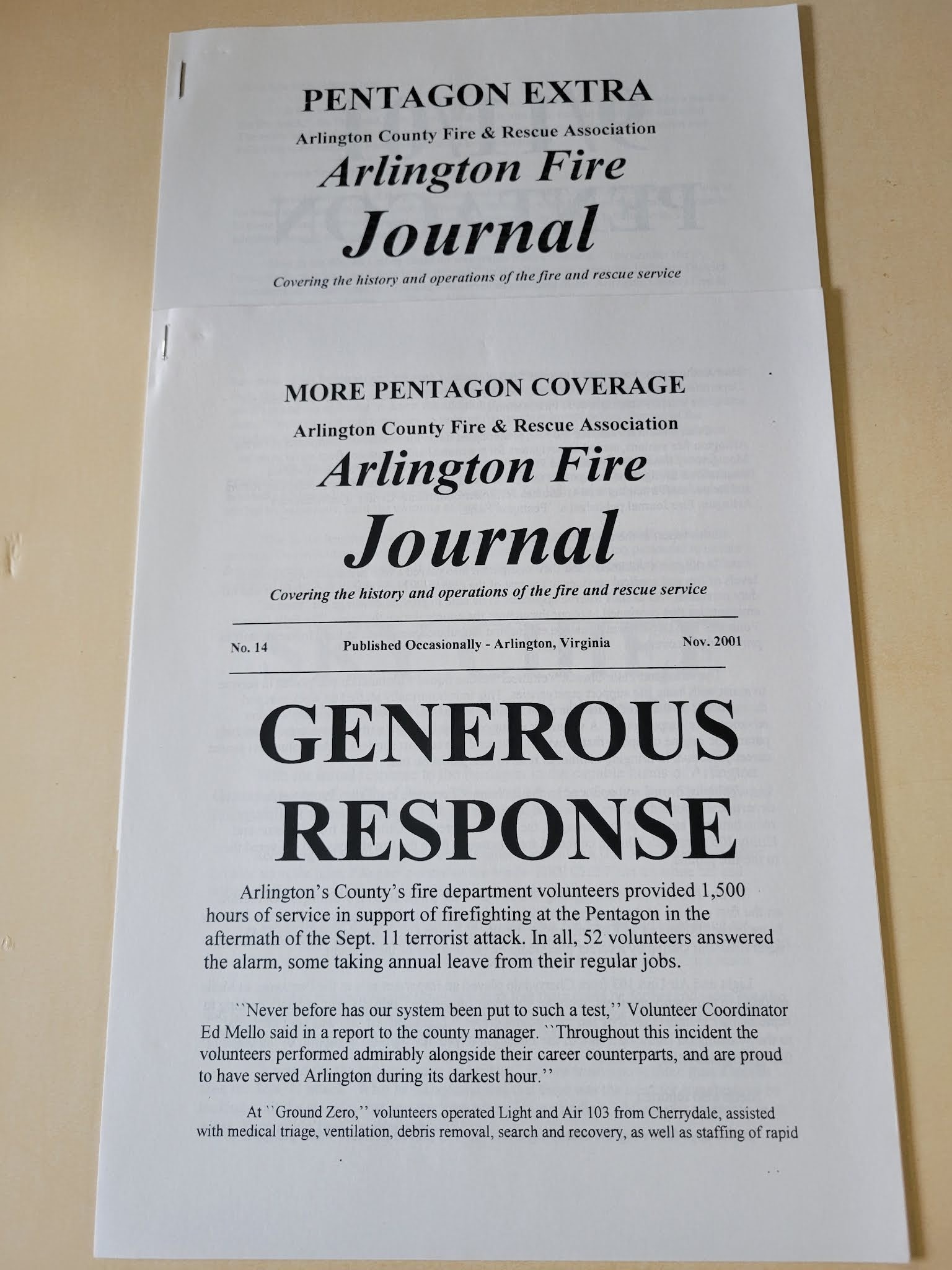 ARLINGTON FIRE JOURNAL Metro D.C. Fire History