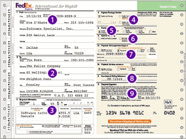 Fedex International Airway Bill - Invoice Template