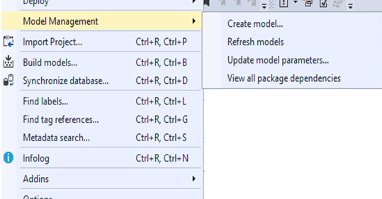 Create New Model and update a model in D365 FO