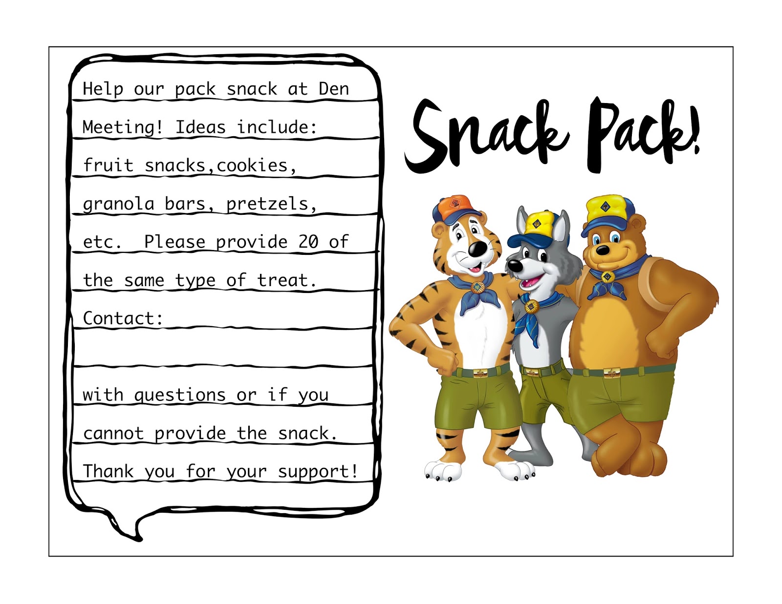 What 5 Teach Me: Cub Scouts Snack Pack