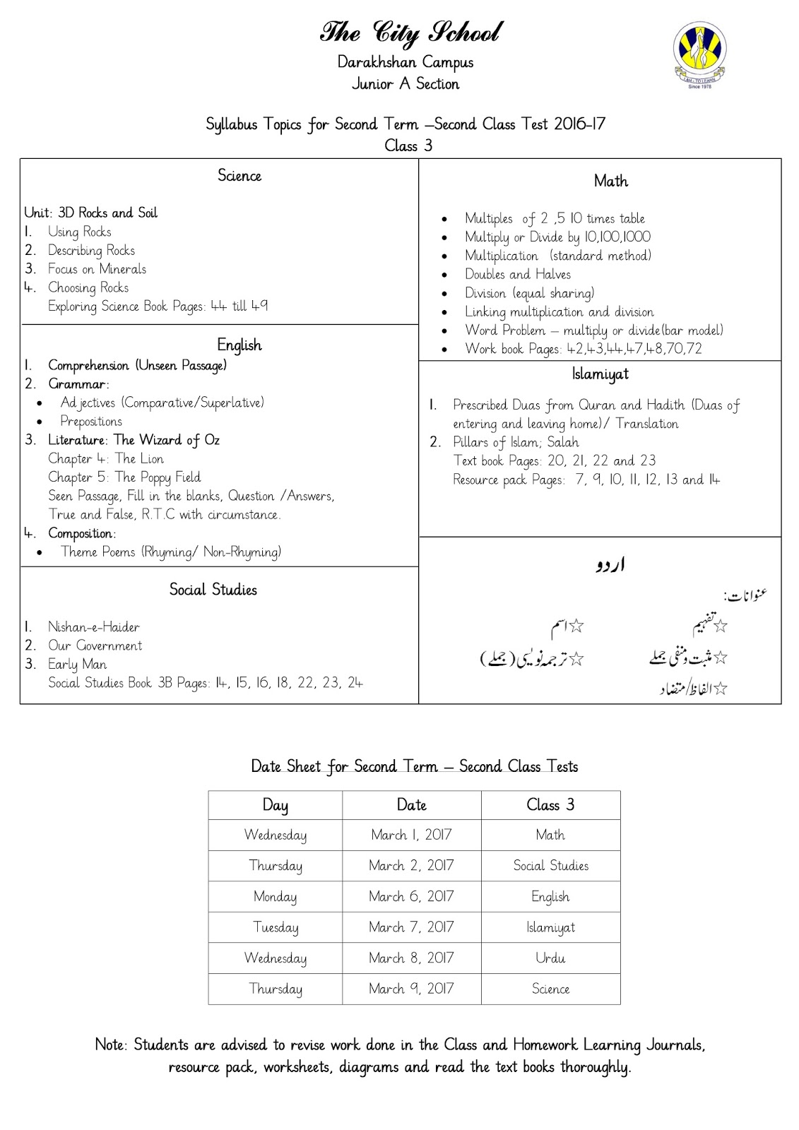 The City School Syllabus Topics For Second Term Second Class Test 2016 17 the-city-school-syllabus-topics-for-second-term-second-class-test-2016-17