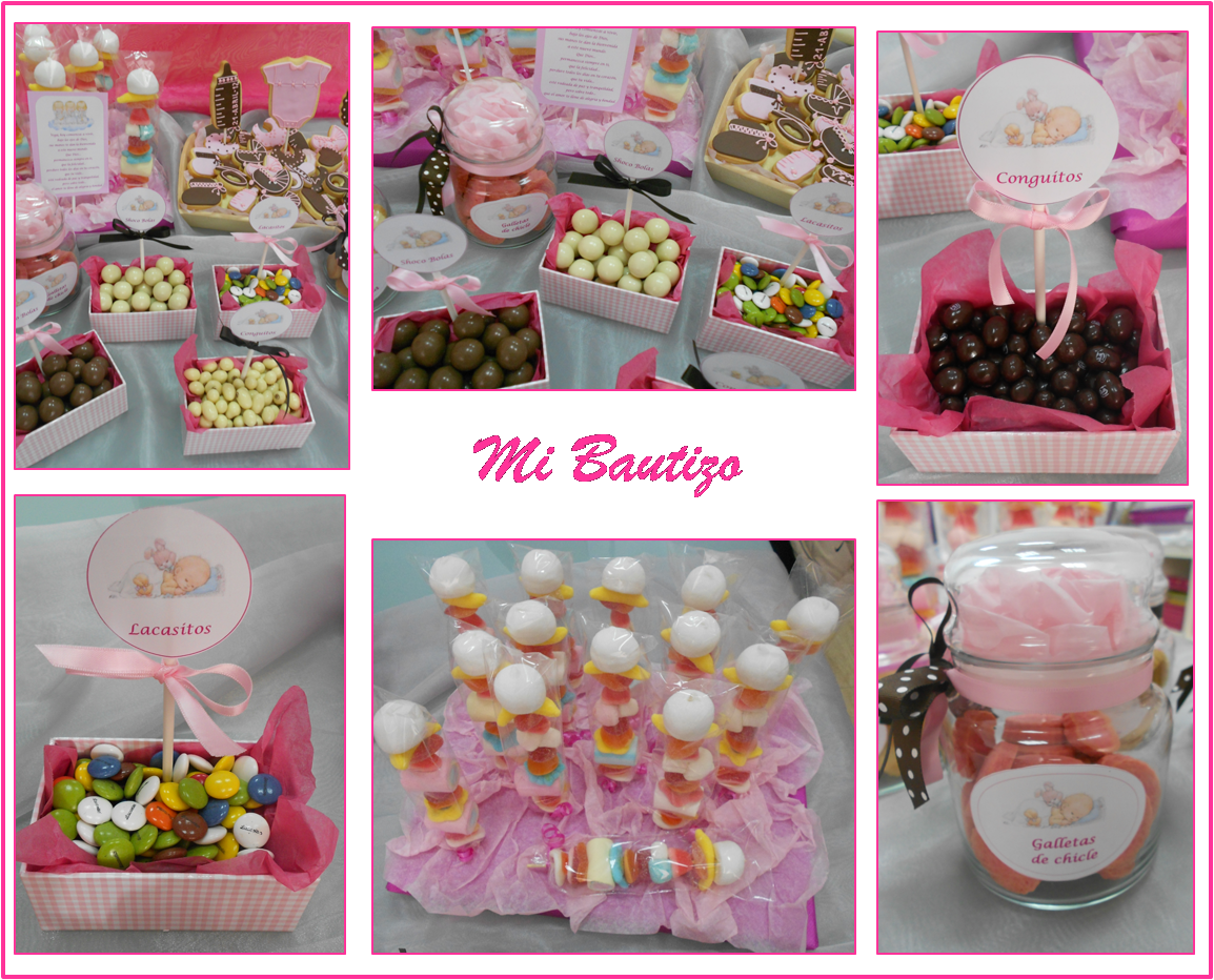 19 mesas de dulces de color rosa