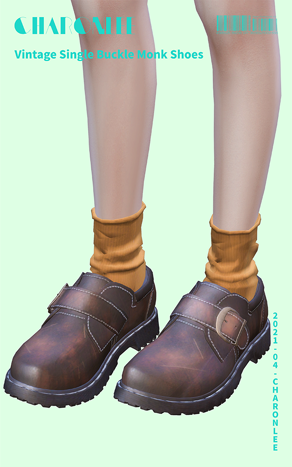 Charonlee: 【Vintage Single Buckle Monk Shoes】