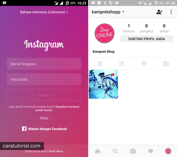 Menambahkan dan Beralih Akun Instagram (Muti Akun IG) - caratutorial.com