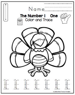 Number Practice 1-10 Thanksgiving "No Prep" ~ Preschool Printables