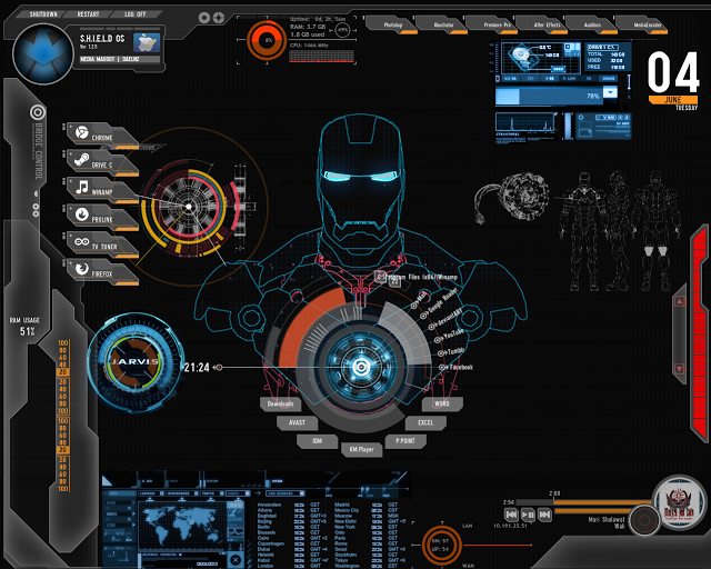 THEME IRONMAN ALA RAINMETER KEREN Untuk DEKTOP Laptop/computer ...