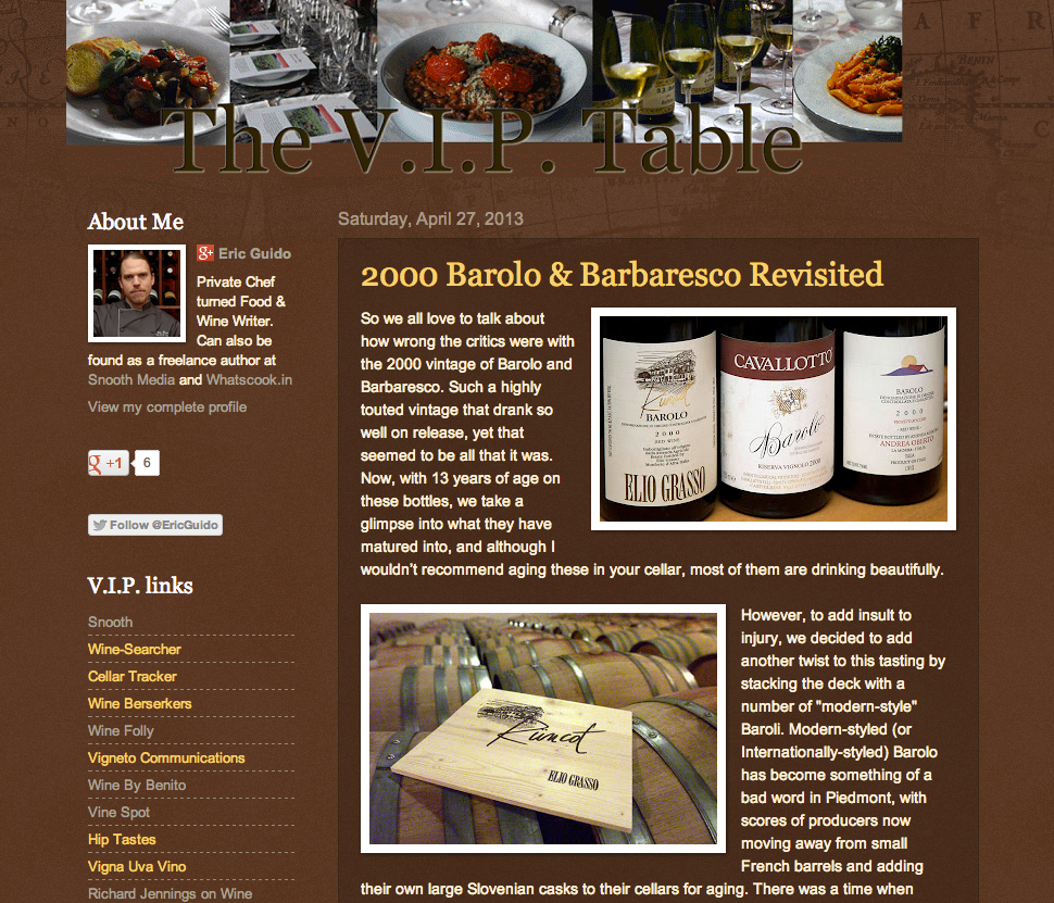 Benito's Wine Reviews: Interview with Eric Guido of The V.I.P. Table