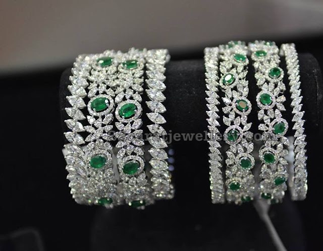 Diamond Emerald Bangles by Hazoorilal - Jewellery Designs