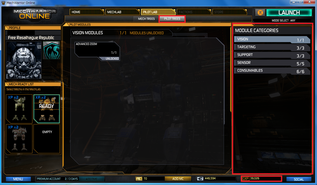 MechWarrior Online Walker: PILOT LABにつて