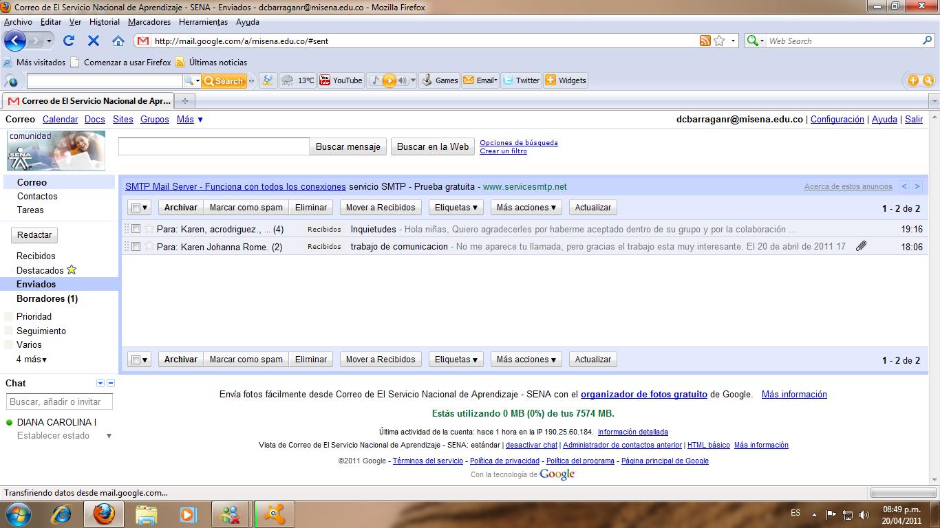 TRABAJOS INDUCCION SENA: CORREO MISENA