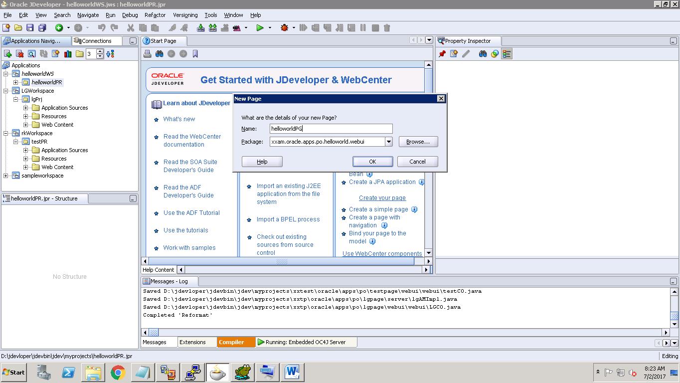 Oracle Application Framework: Hello World Page in OAF