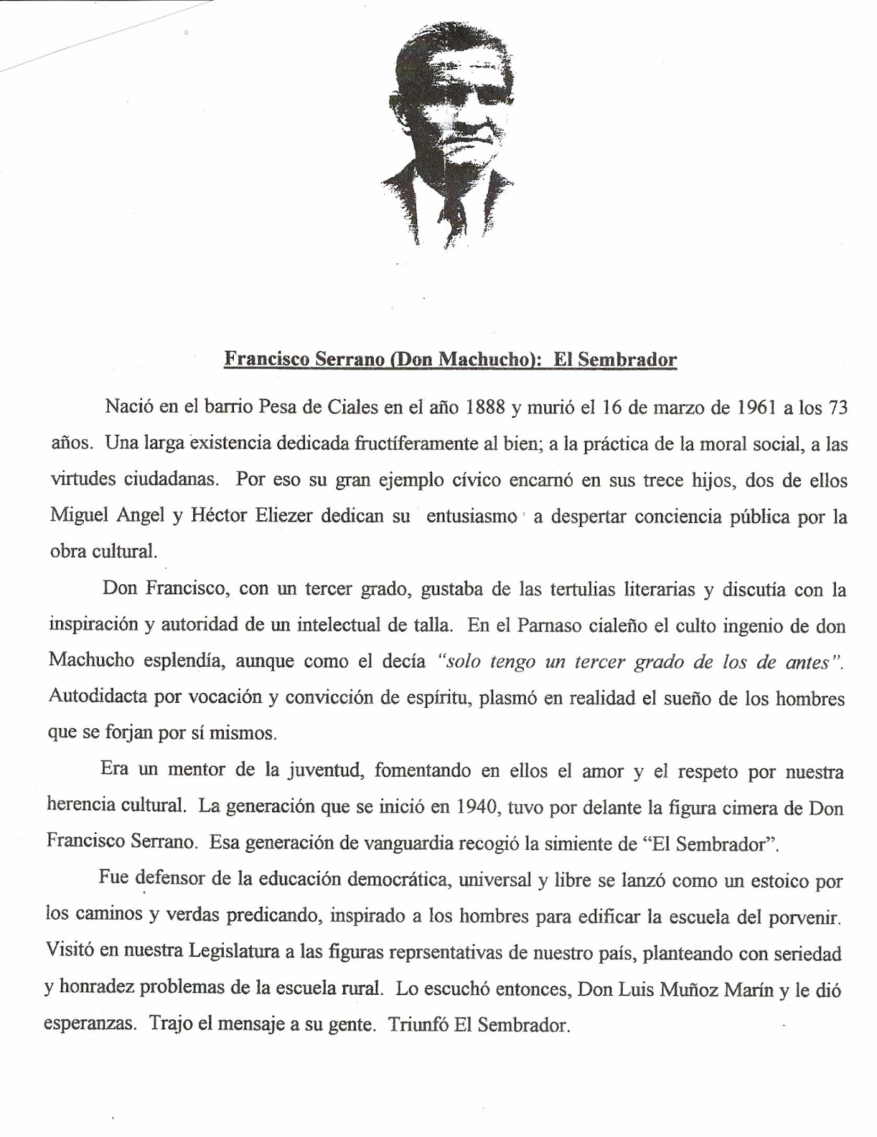Biblioteca Escolar Aníbal Díaz Montero: Biografía de Francisco Serrano