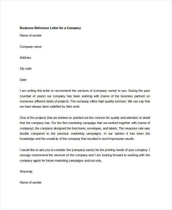Business Reference Letter Template ~ Resume Letter