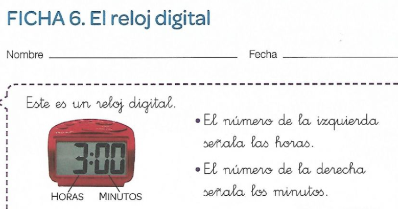 MATEMÁTICAS: FICHA VIERNES: El reloj digital