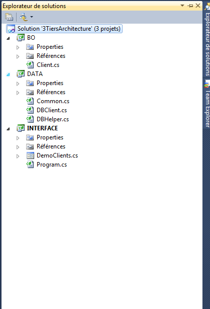 Code .Net: Exemple 3 Tiers Architecture C#.NET