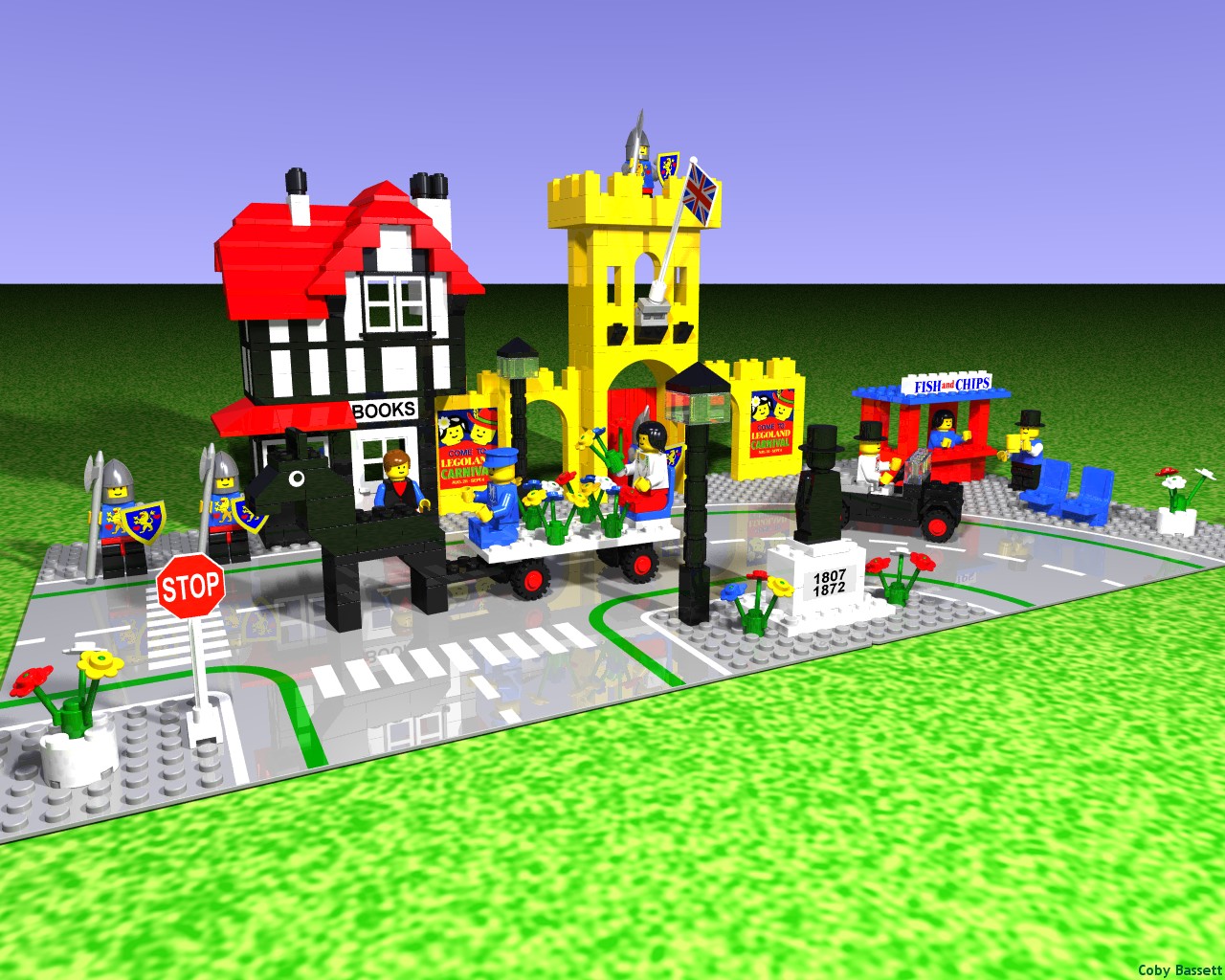 Ray-Traced Lego Mania: 1592 - Castle Town Square