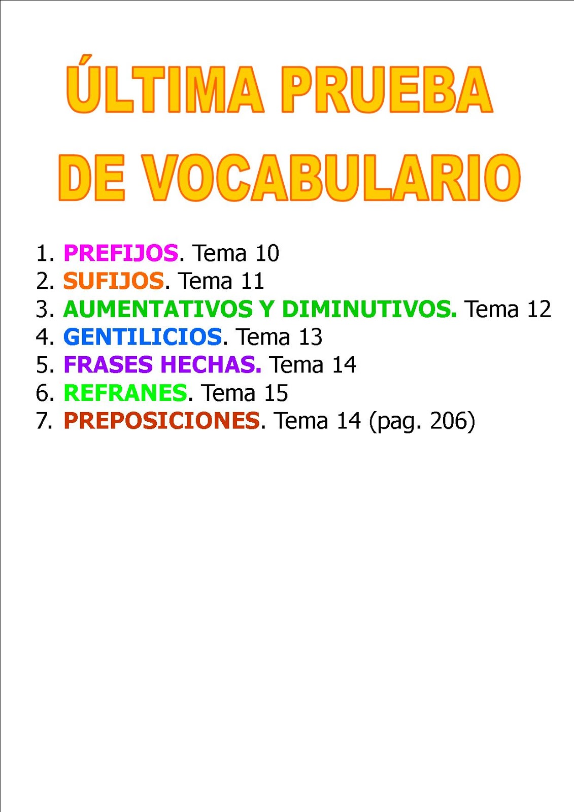 El blog de 5º: ÚLTIMA PRUEBA DE VOCABULARIO