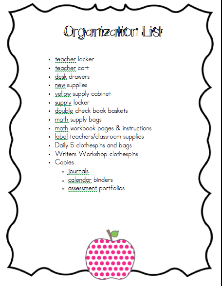 The Kindergarten Bandit: Tuesday Tip: Keeping A Checklist