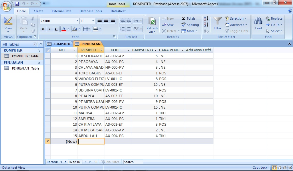 Bukan Hanya Sekedar "BLOG": MENGOLAH TABEL DAN QUERY PADA MICROSOFT ACCESS
