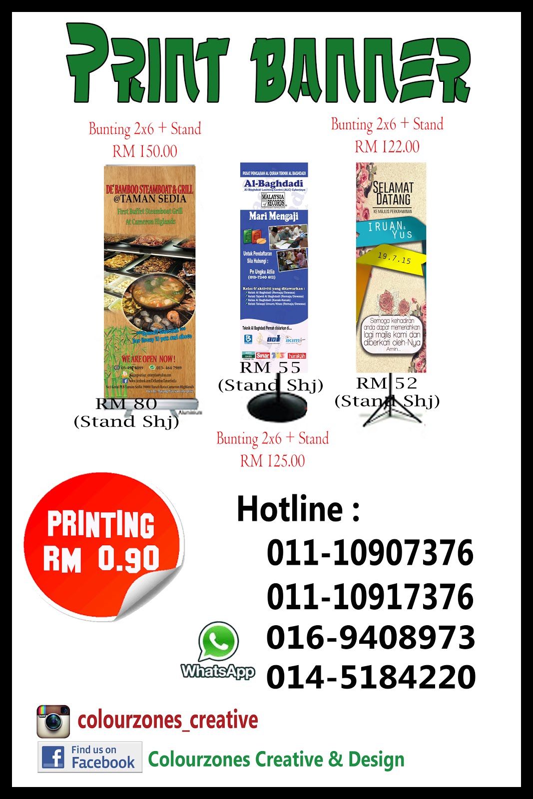 Colourzones Creative: Makluman : Kenaikan Harga Cetak Banner & Bunting