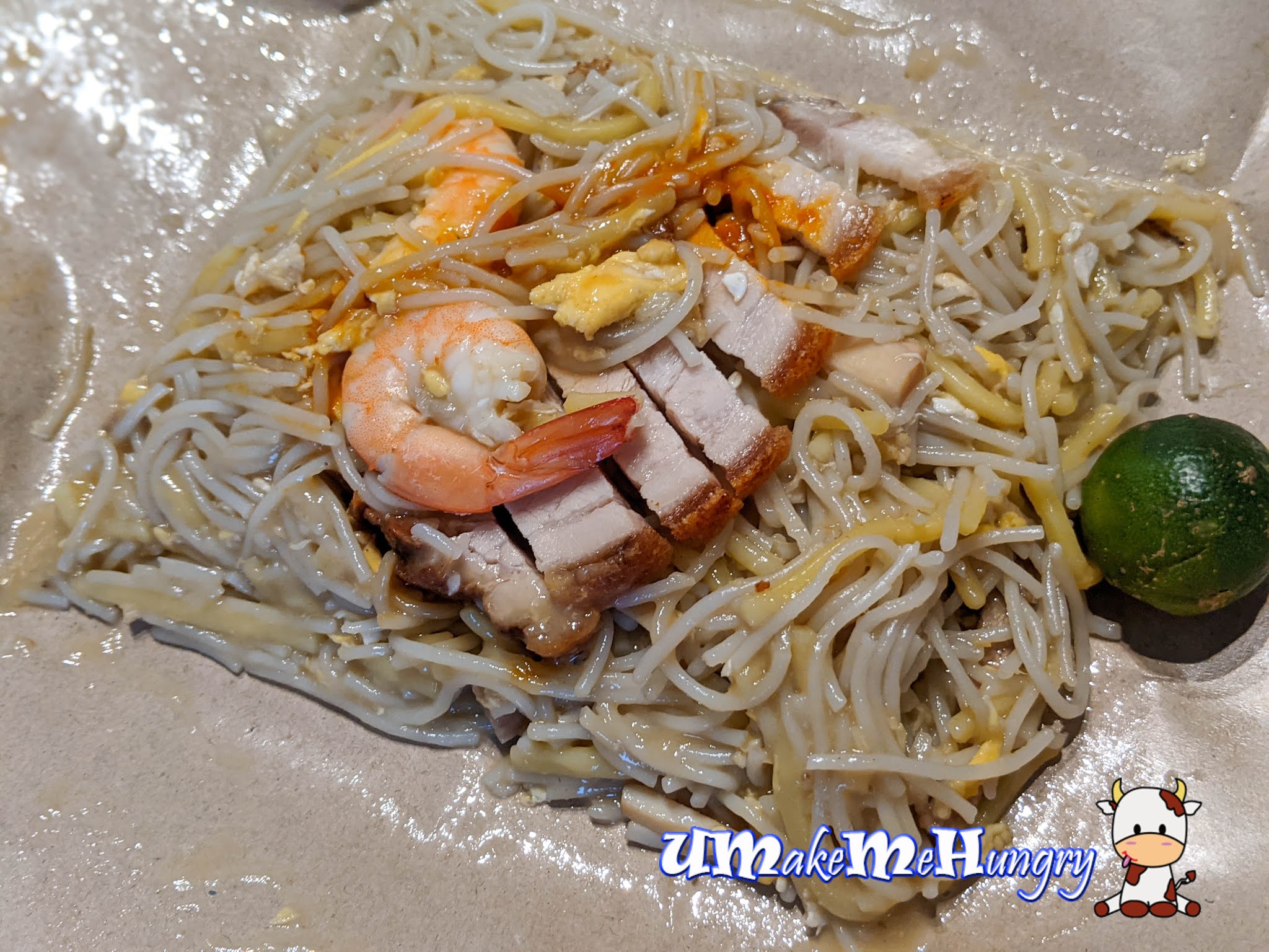 Fried Hokkien Prawn Mee + Roasted Pork 炒福建虾面+ 烧肉 - $5.50