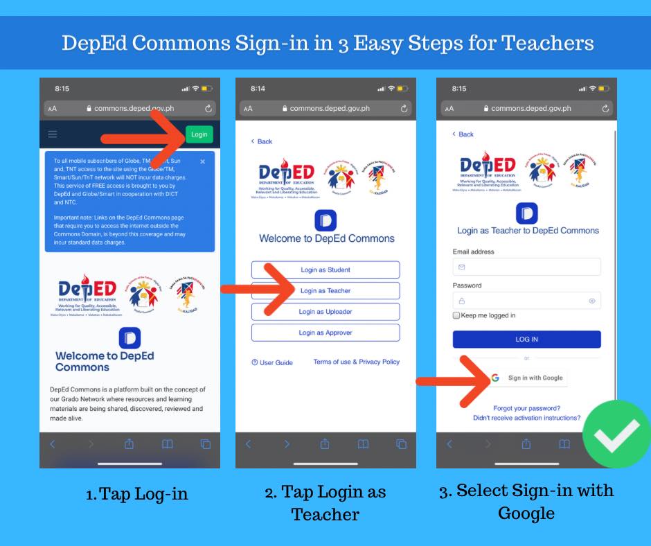 TEACHERS may now LOG-IN to DepEd Commons using their DepEd Email ...